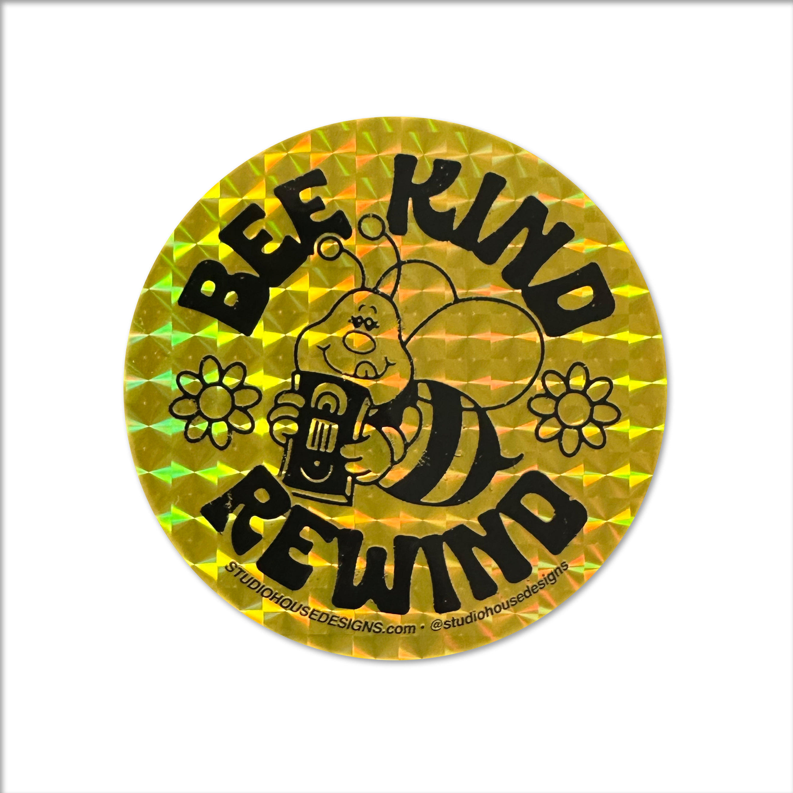 BEE KIND REWIND PRISMATIC STICKER – Studiohouse Designs